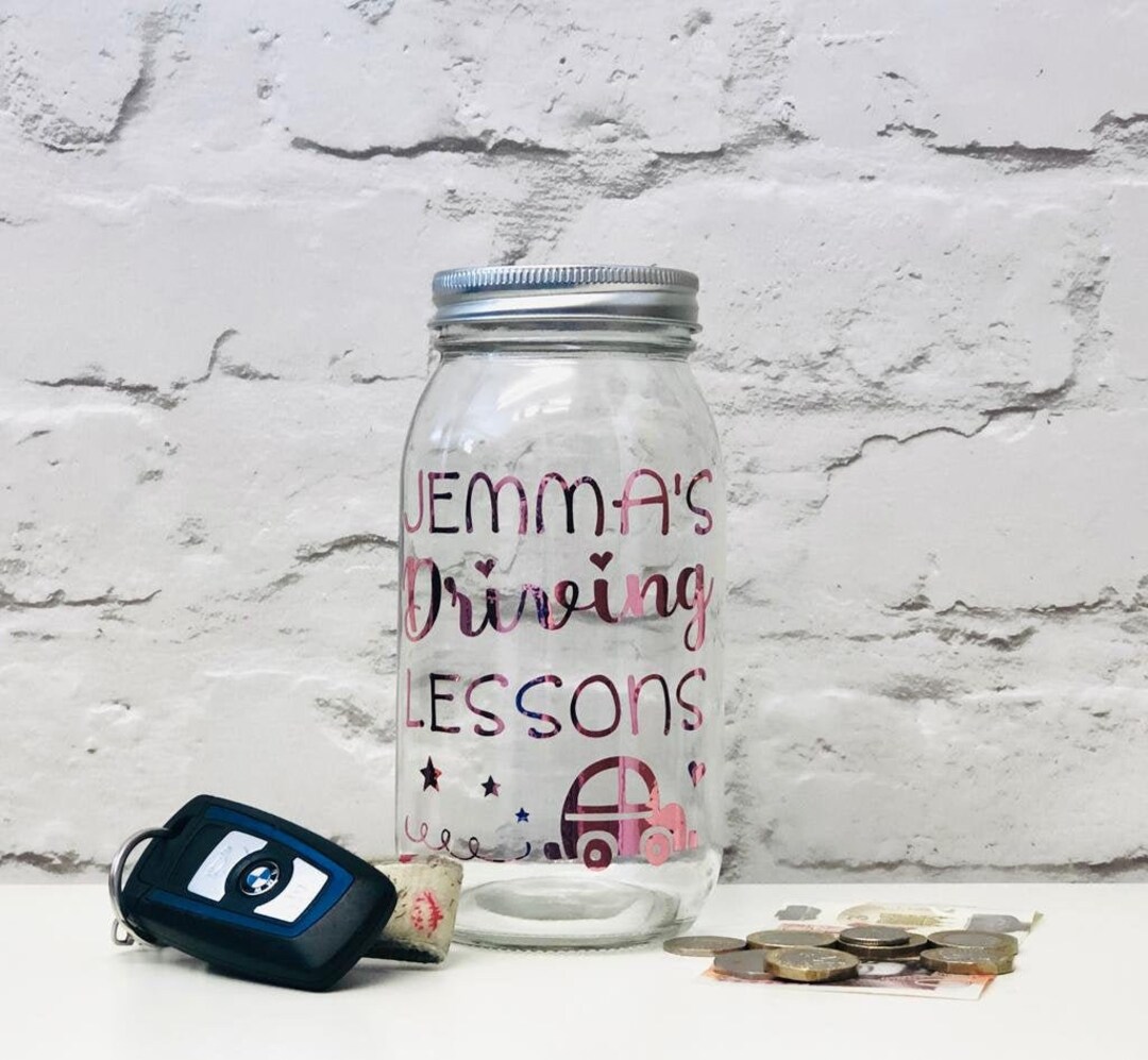 Driving Lessons Fund Vintage Savings Jar With Aluminium Coin Slot Lid ...