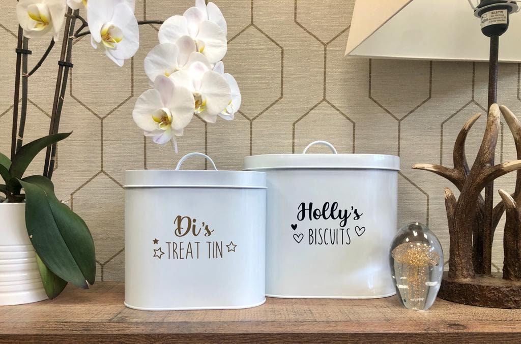 Personalised Food / Treat / Biscuit Storage Tin Gift Grey - Etsy UK