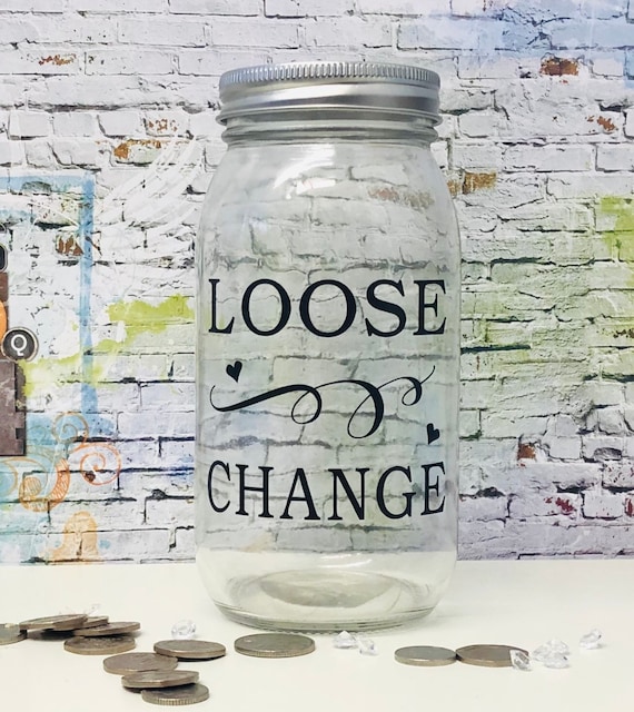 Loose Change Vintage Savings Jar with aluminium coin slot lid | Etsy