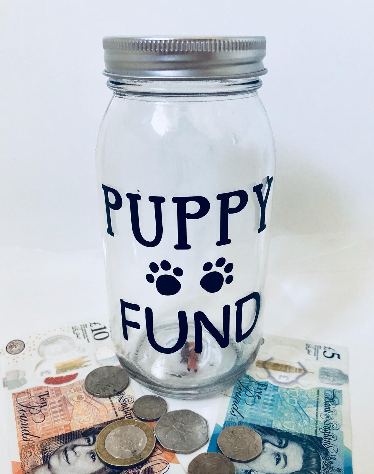 Puppy Fund Vintage Savings Jar With Aluminium Coin Slot Lid - Etsy UK