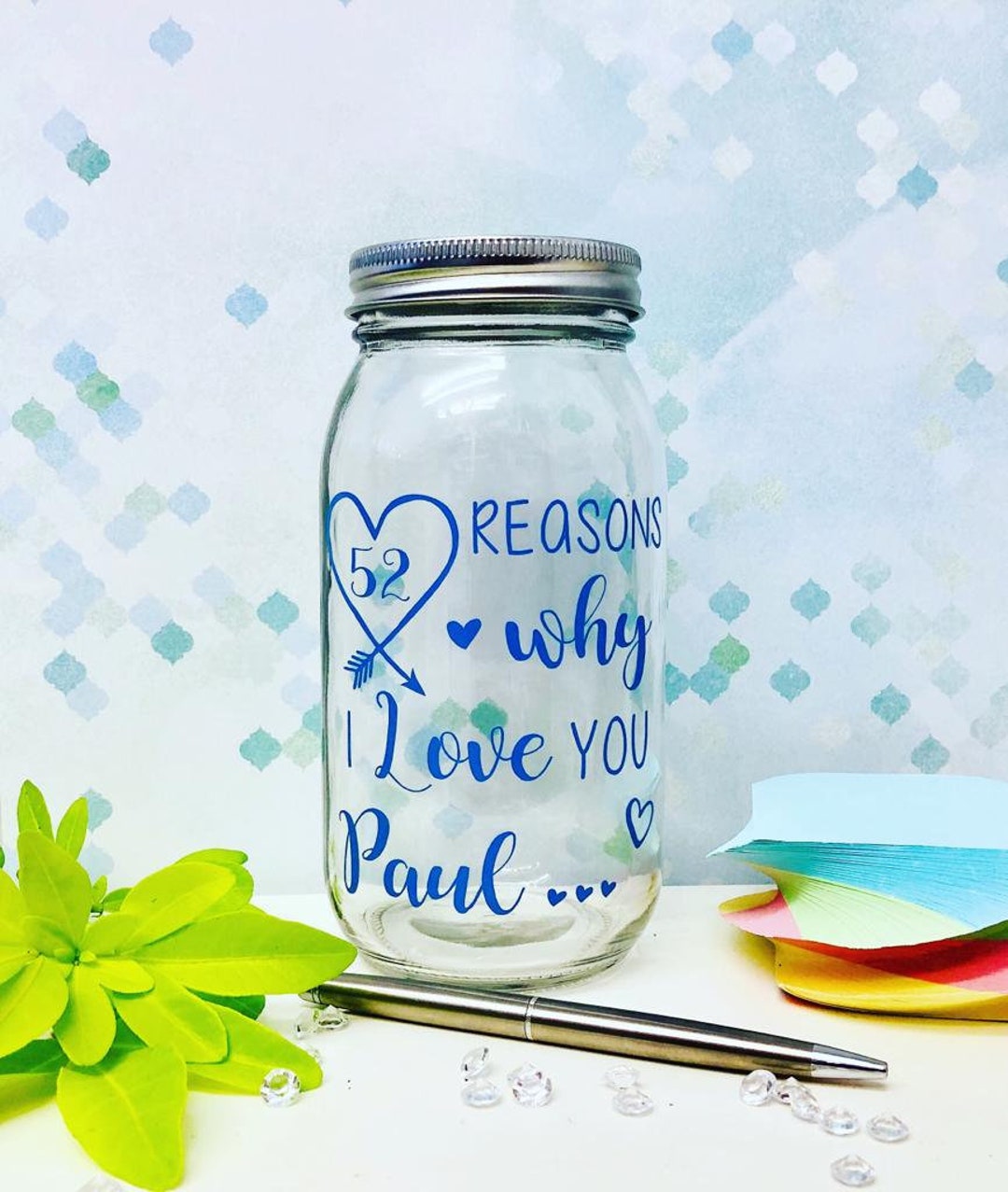 Reasons I Love You Vintage Jar With Aluminium Coin Slot Lid Mothers Day ...
