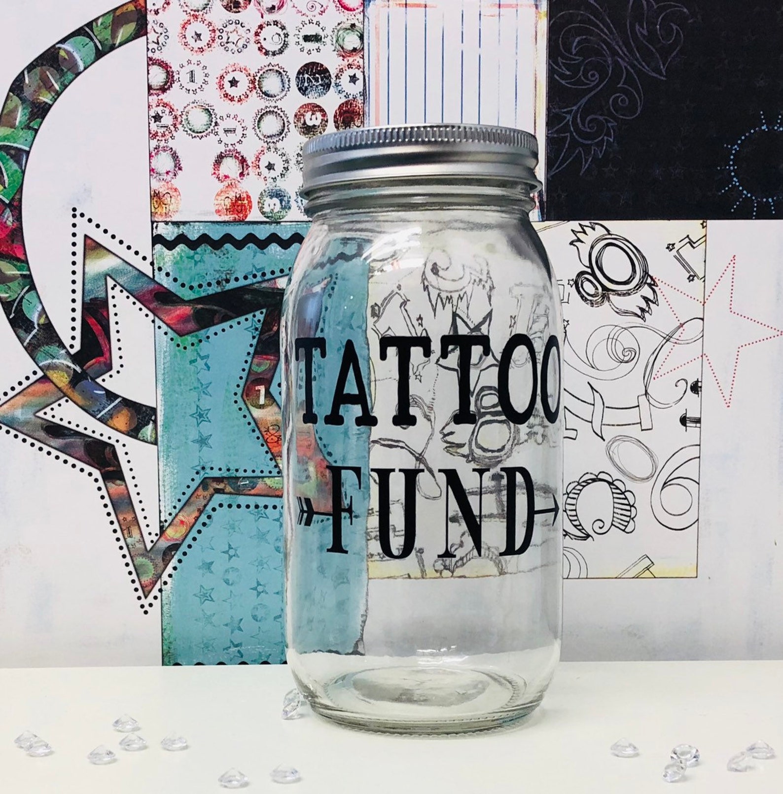 Tattoo Fund Vintage Savings Jar With Aluminium Coin Slot Lid - Etsy UK