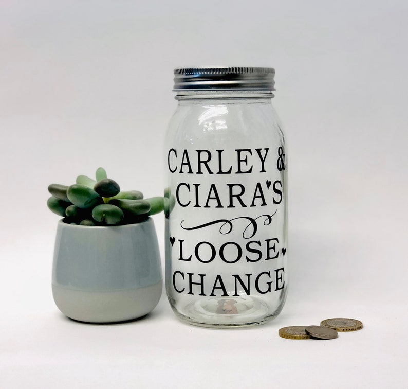 Loose Change Vintage Savings Jar with aluminium coin slot lid | Etsy