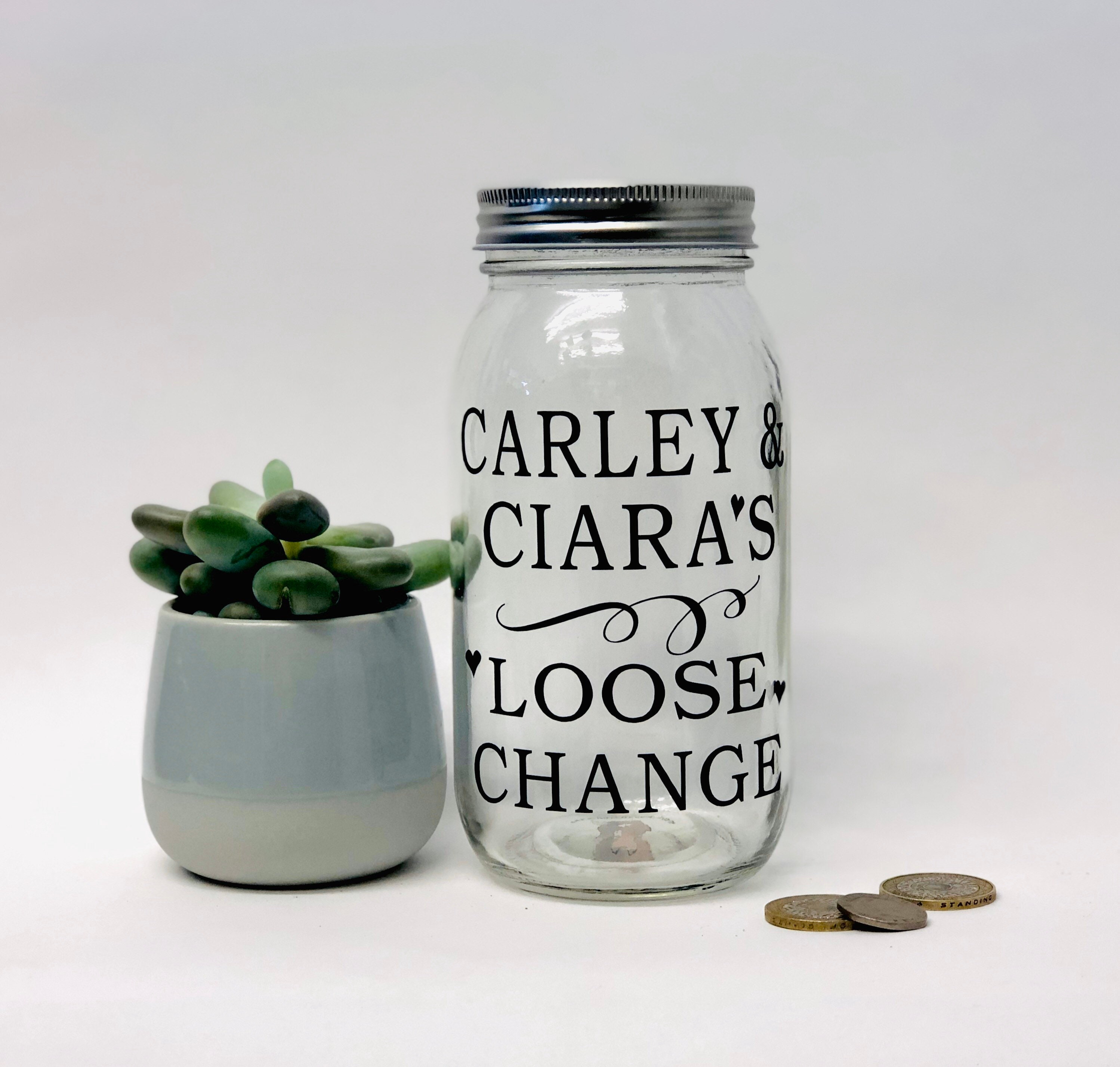 Loose Change Vintage Savings Jar With Aluminium Coin Slot Lid | Etsy