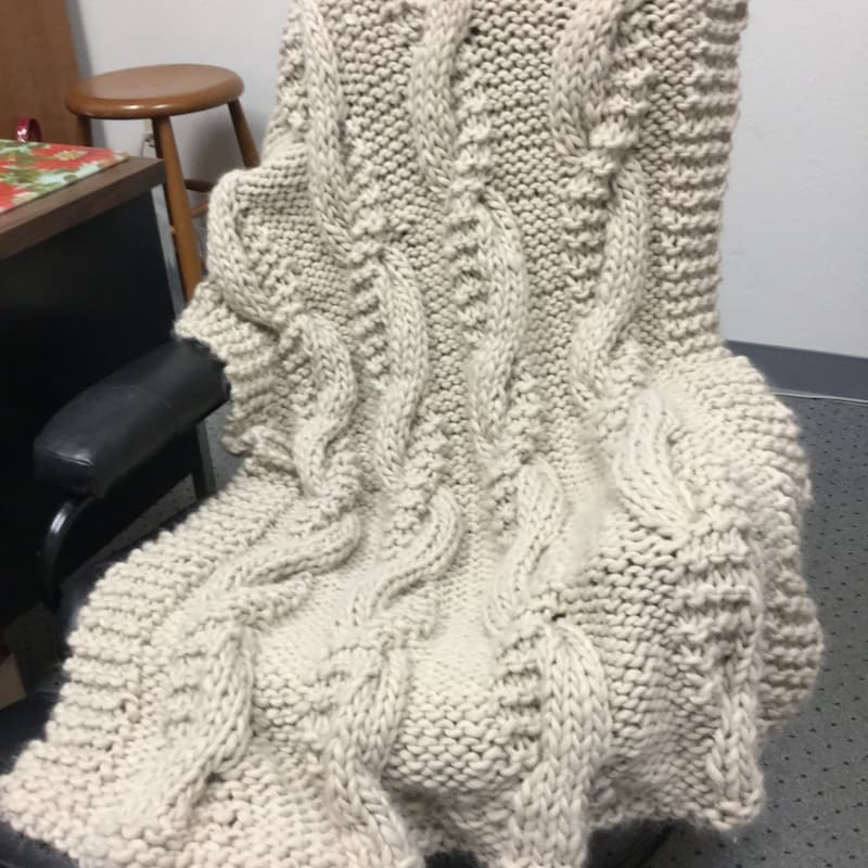 Large Cable Knit Blanket - Etsy
