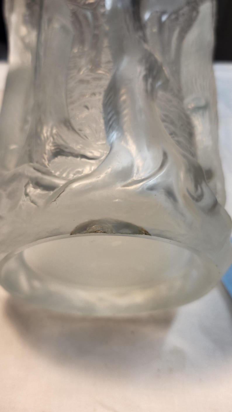 Vintage Frosted Glass Vase Trees in Relief. in the Manner of Lalique, a ...