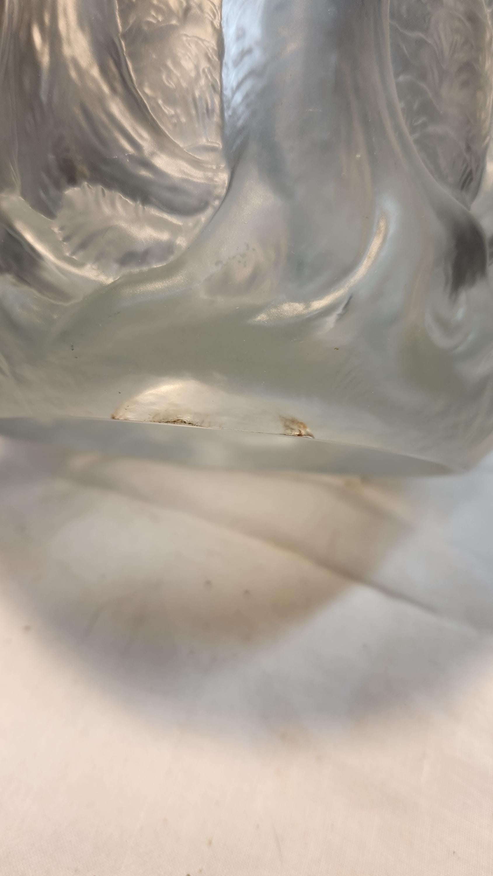 Vintage Frosted Glass Vase Trees in Relief. in the Manner of Lalique, a ...