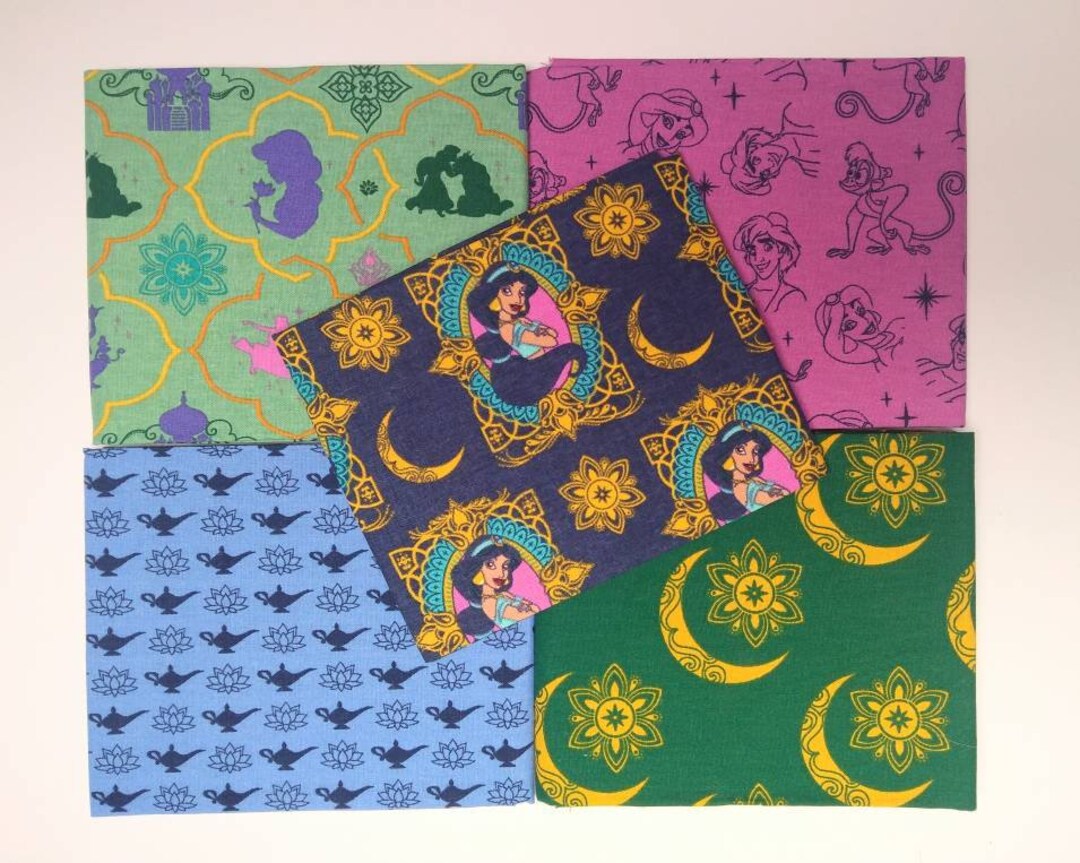 Aladdin Fabric Fat Quarters, Disney Princess Fabric, Cotton Fat ...
