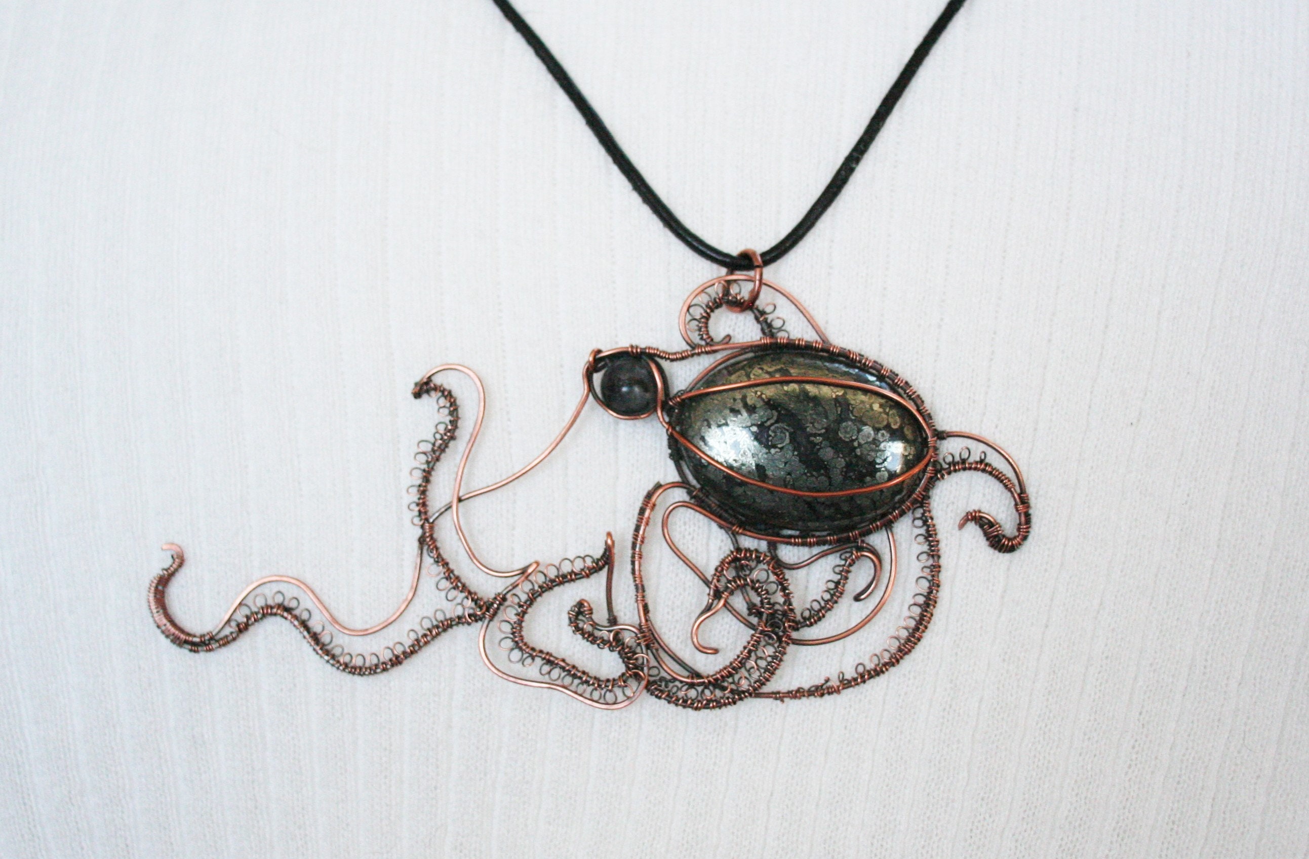 Wire Wrap Octopus Pendant With Marcasite Gemstone and - Etsy UK
