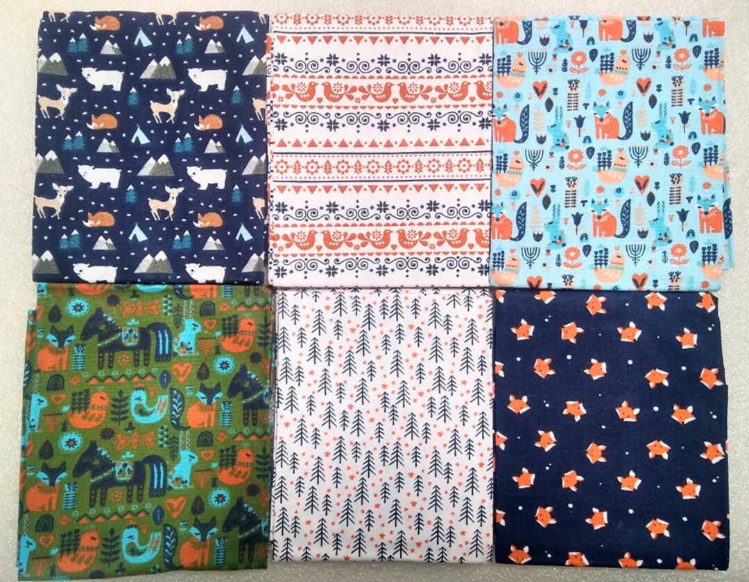 Nordic Folk Art Fabric, Nordic Fabric Cotton, Scandi Folk Art Christmas ...