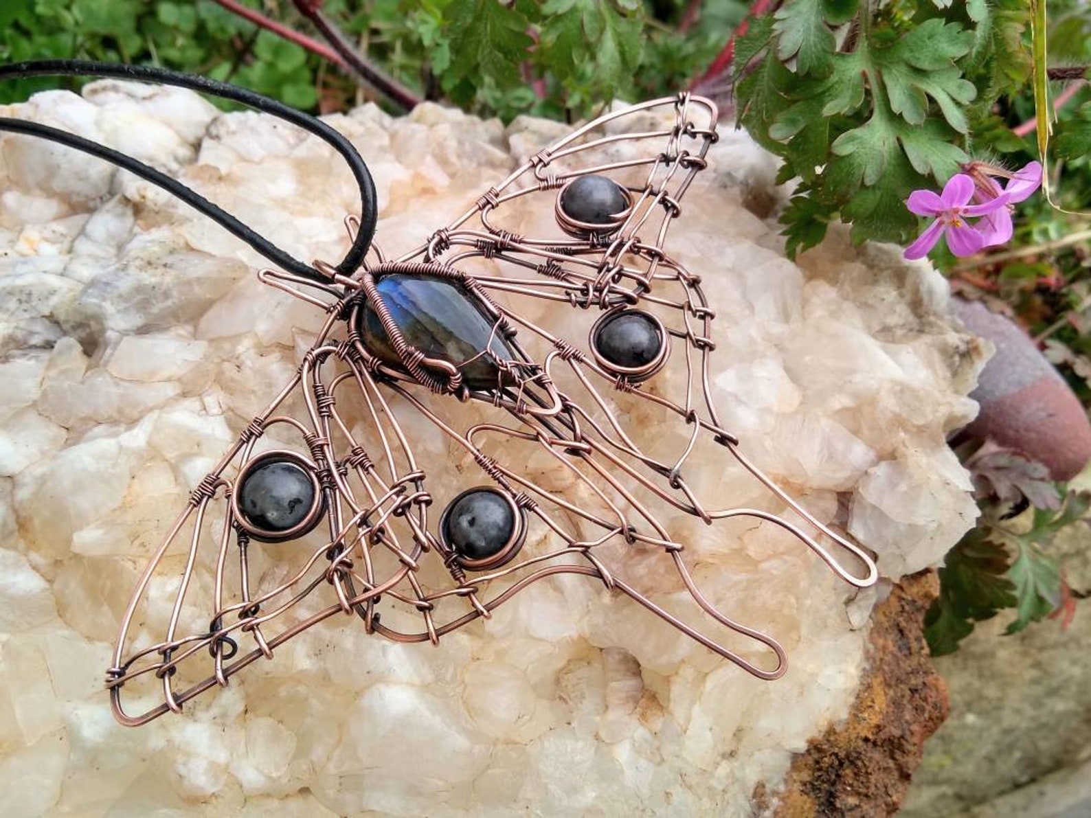 Luna Moth Wire Wrapped Pendant Antiqued Copper Necklace - Etsy