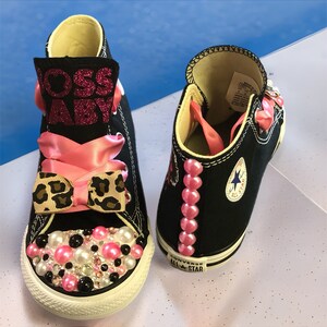 Boss Baby Converse Sneakers, Black High Tops, Boss Baby Afro Girl All ...