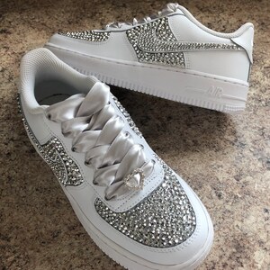 Custom Blinged Air Force 1 Sneakers, Silver Rhinestone Wedding AF1 ...