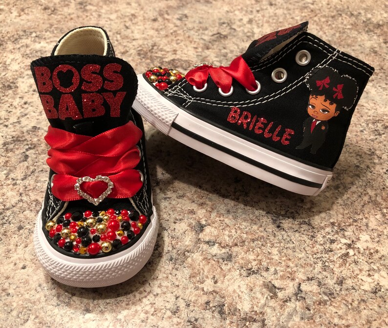 Boss Baby Black Converse Sneakers, Boss Baby Afro Girl Converse All ...