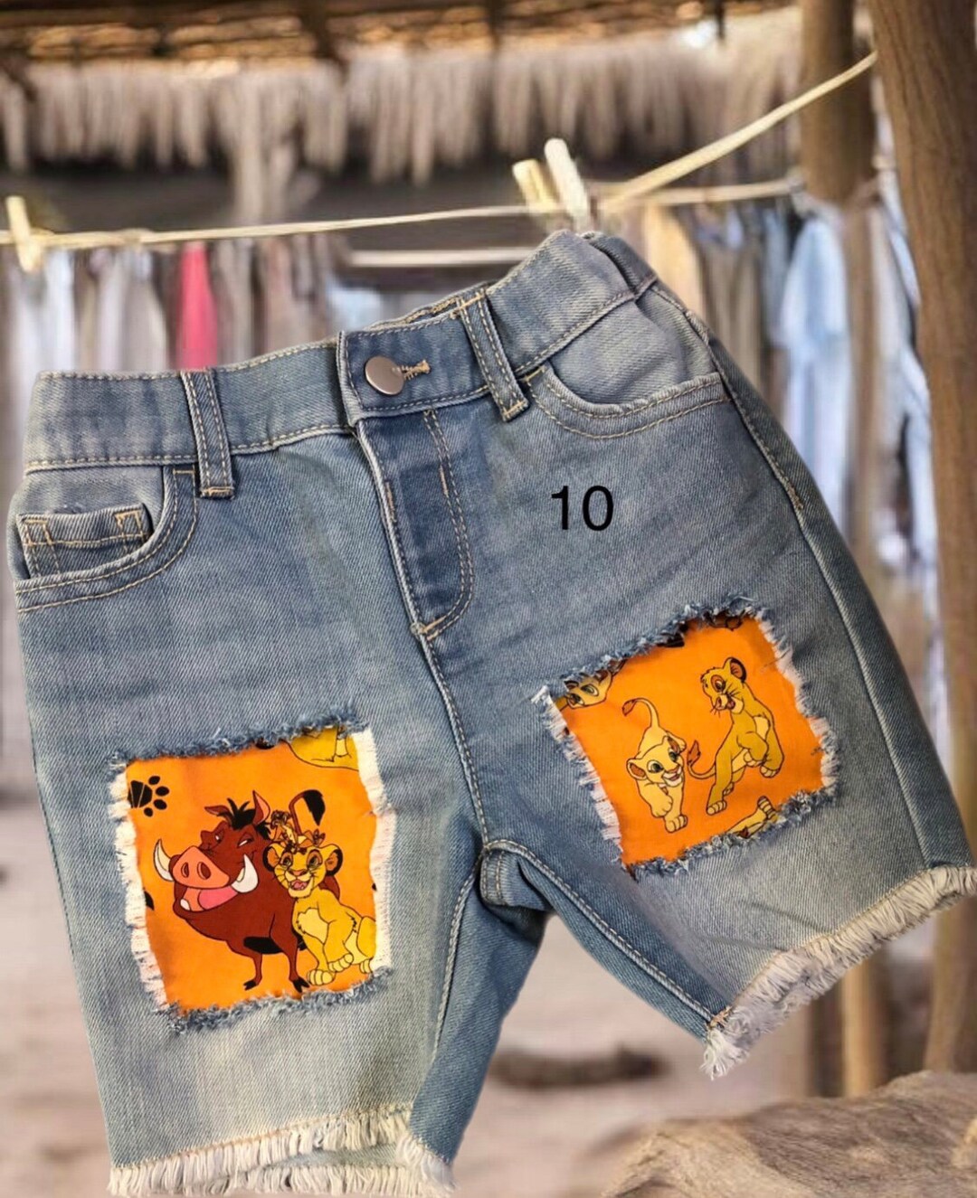 Lion King Simba Girls Distressed Denim Shorts | Custom Characters ...