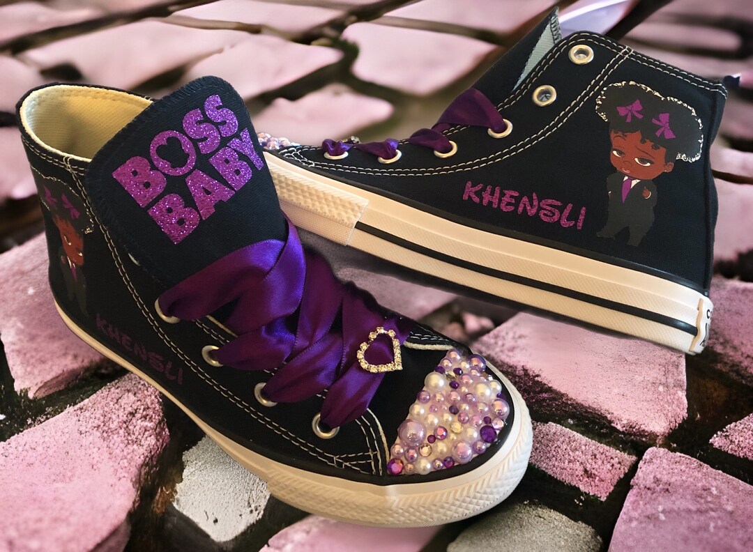 Boss Baby Black Converse Sneakers, Boss Baby Afro Girl Converse All ...