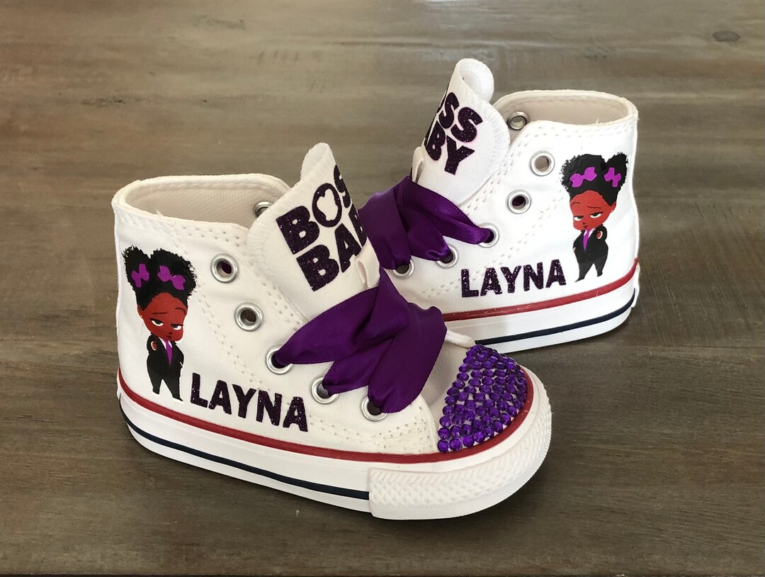 Purple Boss Baby Converse Sneakers, Boss Baby Afro Girl Converse All ...