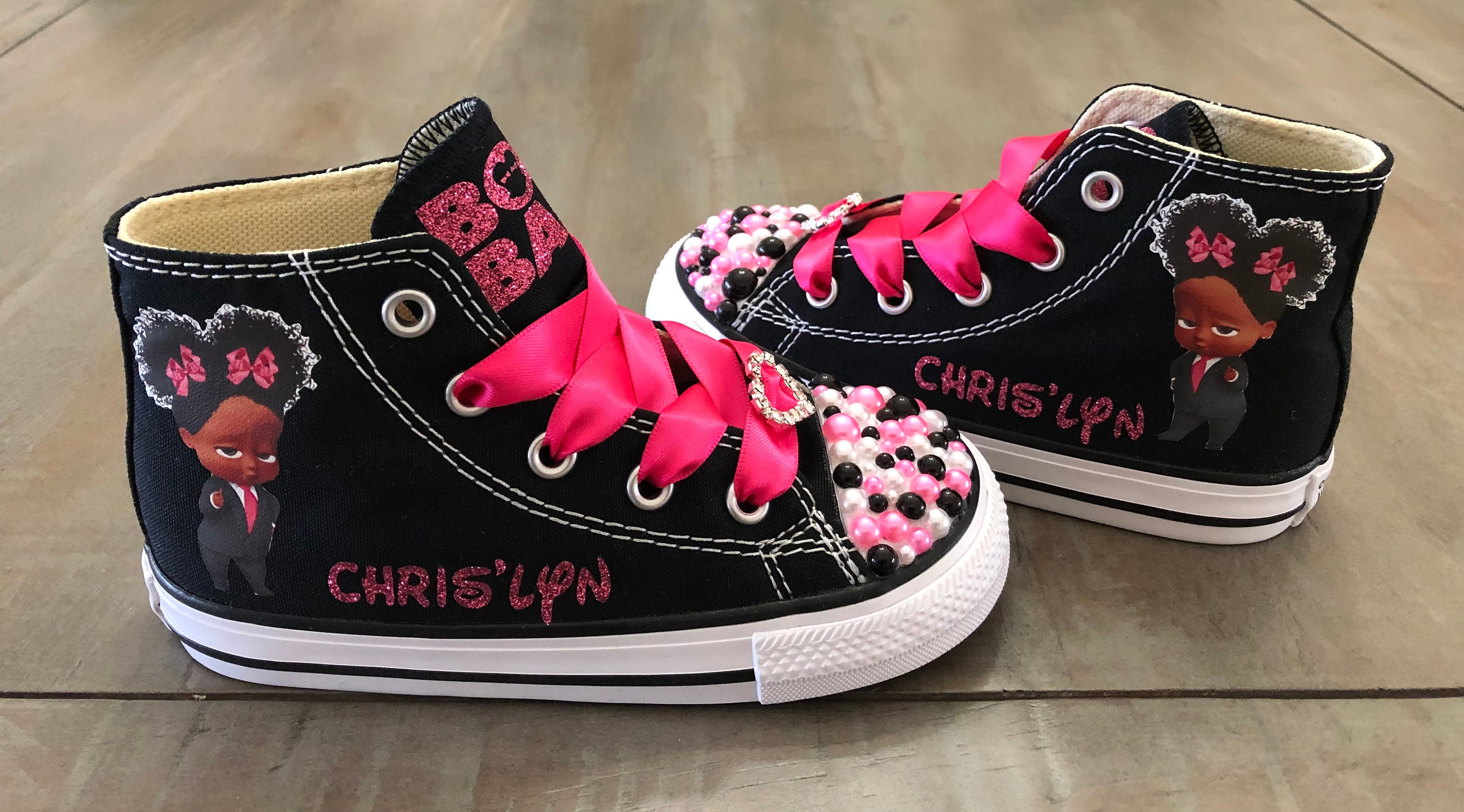Boss Baby Black Converse Sneakers, Boss Baby Afro Girl Converse All ...