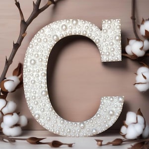 Embellished Pearl 9-1/2” Letters | Handmade Wall Decor Letters | Pearl ...