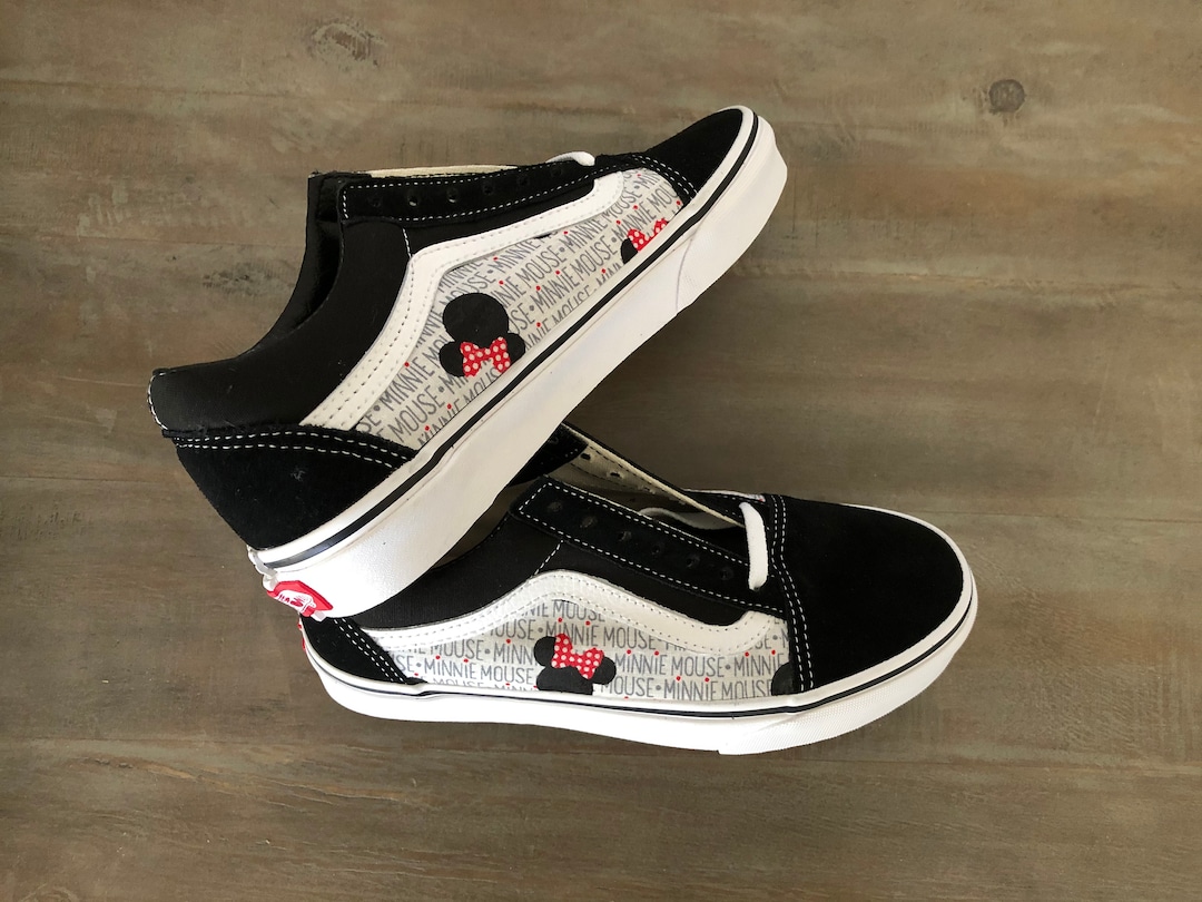 Custom Minnie Mouse Vans Old Skool Sneakers, Minnie Head With Bows Vans ...