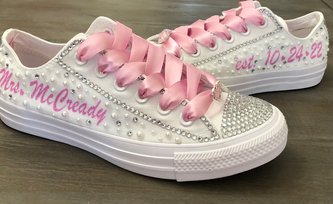 Rhinestones and Pearls, Wedding Converse, Bride Wedding Sneakers ...
