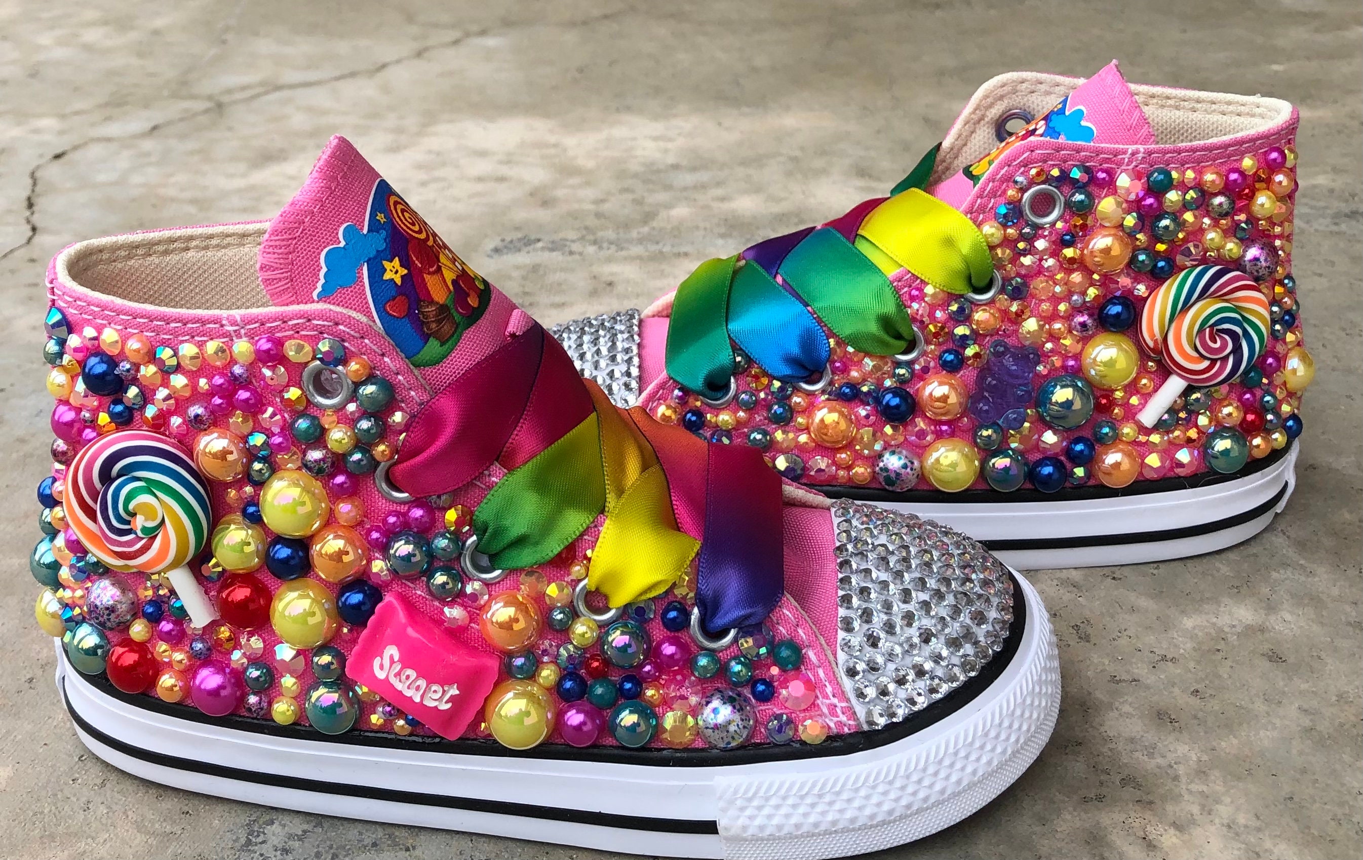 Candyland Converse Sneakers Rhinestones and Pearls Converse - Etsy