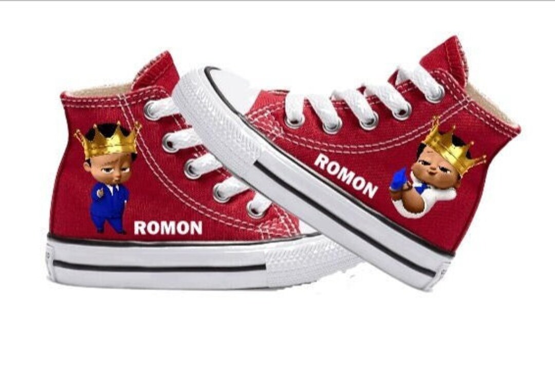 Black Boss Baby Red High Top Converse, Black Male Boss Baby Converse ...