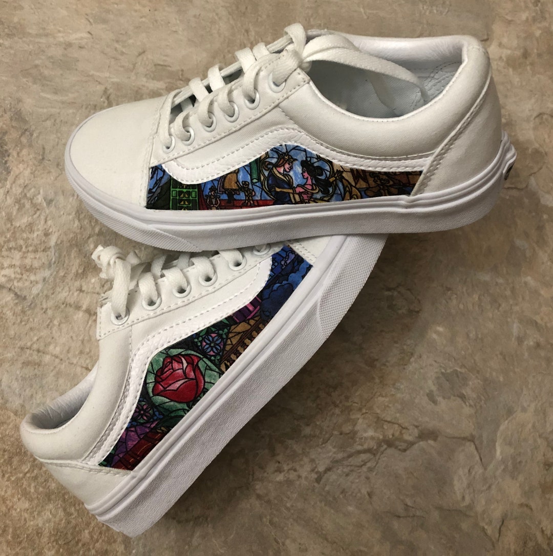 Custom Beauty and the Beast Stained Glass Vans Old Skool Sneakers - Etsy