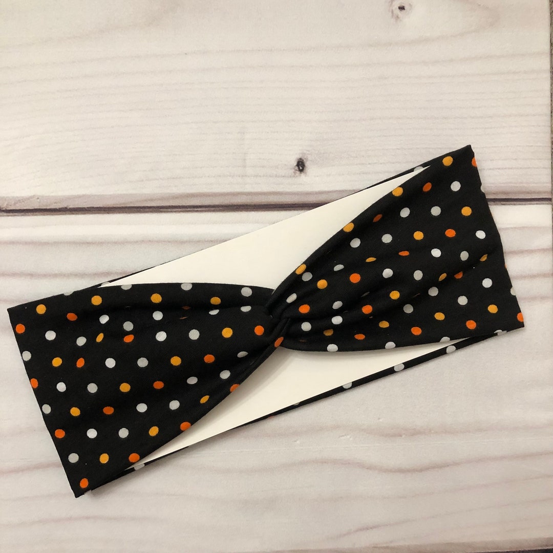HALLOWEEN Headband, Woman Headband, Black Multi Polka Dots Headband ...