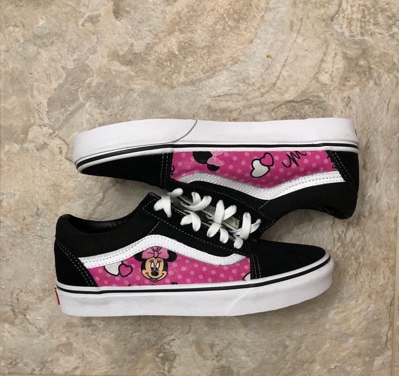 Custom Minnie Mouse Vans Old Skool Sneakers PINK Minnie Mouse - Etsy Sweden