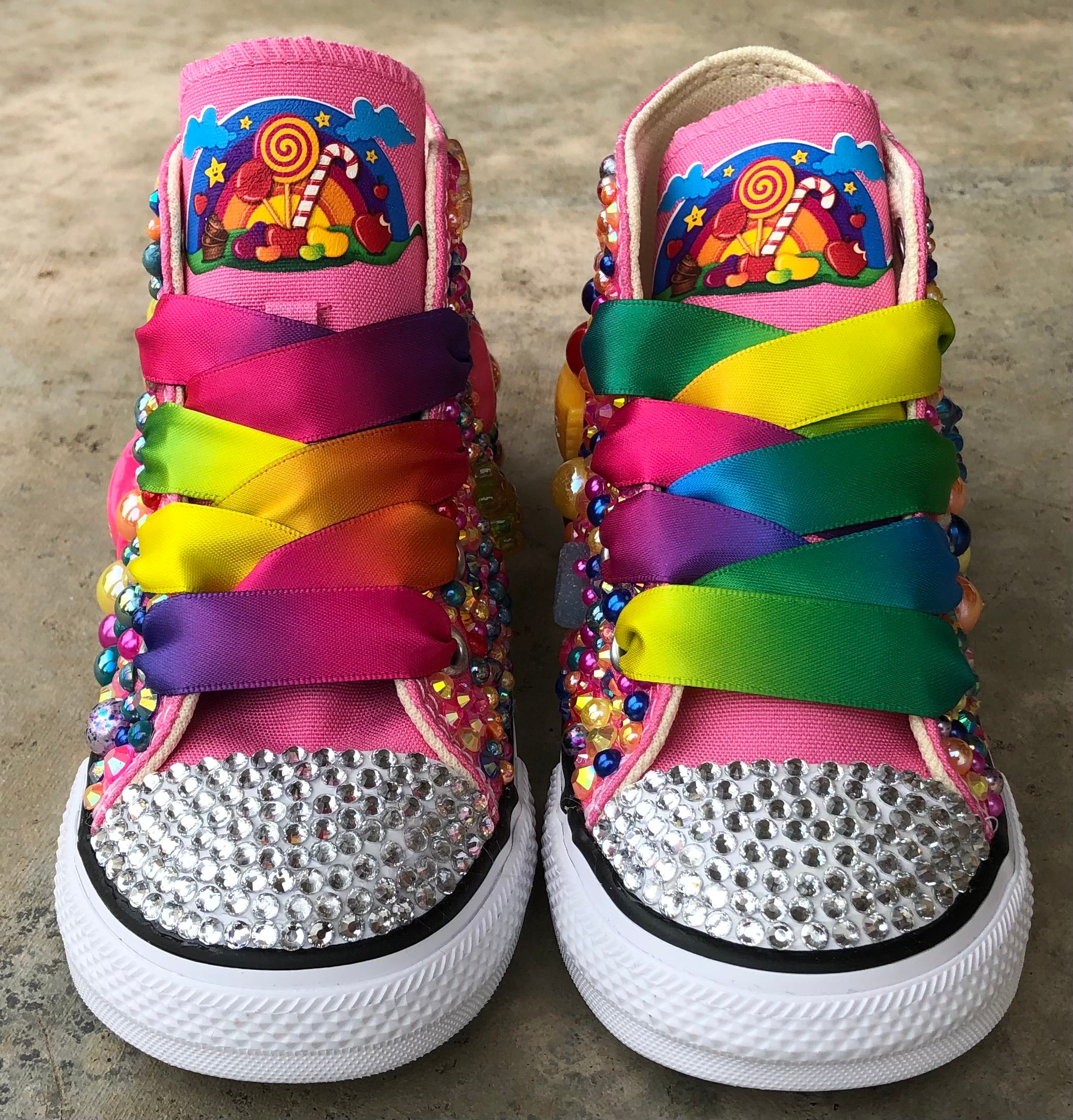Candyland Converse Sneakers Rhinestones and Pearls Converse - Etsy