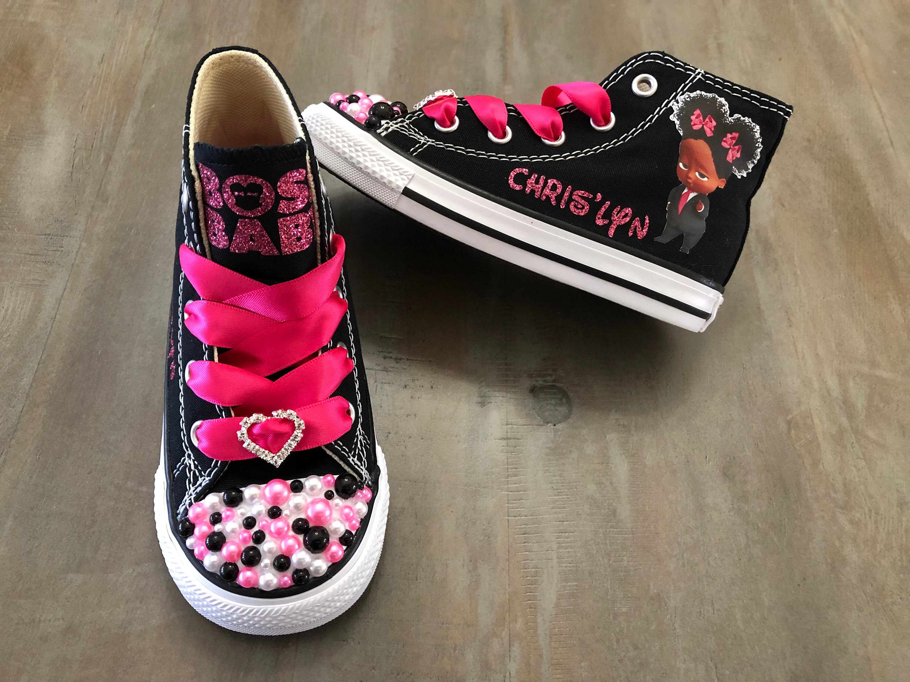 Boss Baby Black Converse Sneakers, Boss Baby Afro Girl Converse All ...