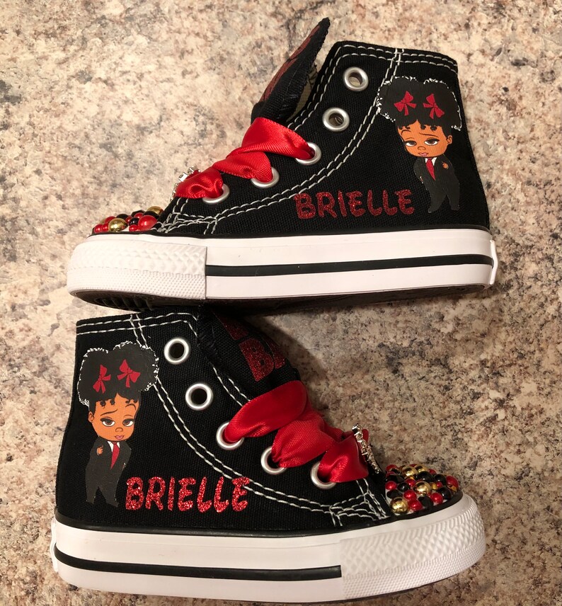 Boss Baby Black Converse Sneakers, Boss Baby Afro Girl Converse All ...