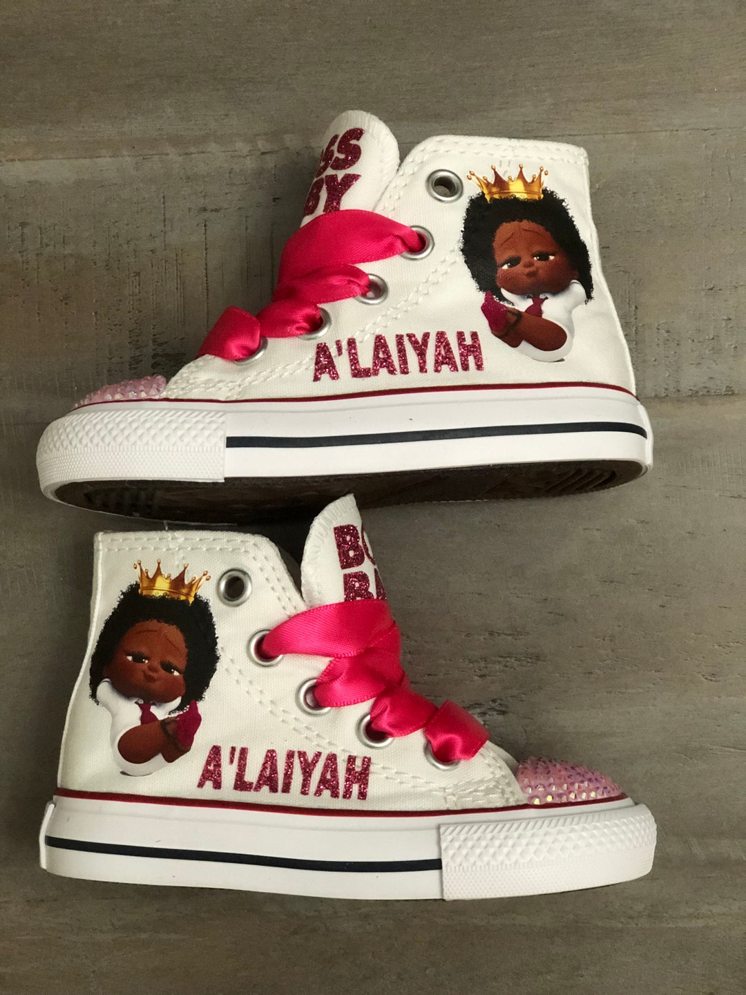 Boss Baby Afro Girl With Crown Converse Sneakers, Custom Converse All ...
