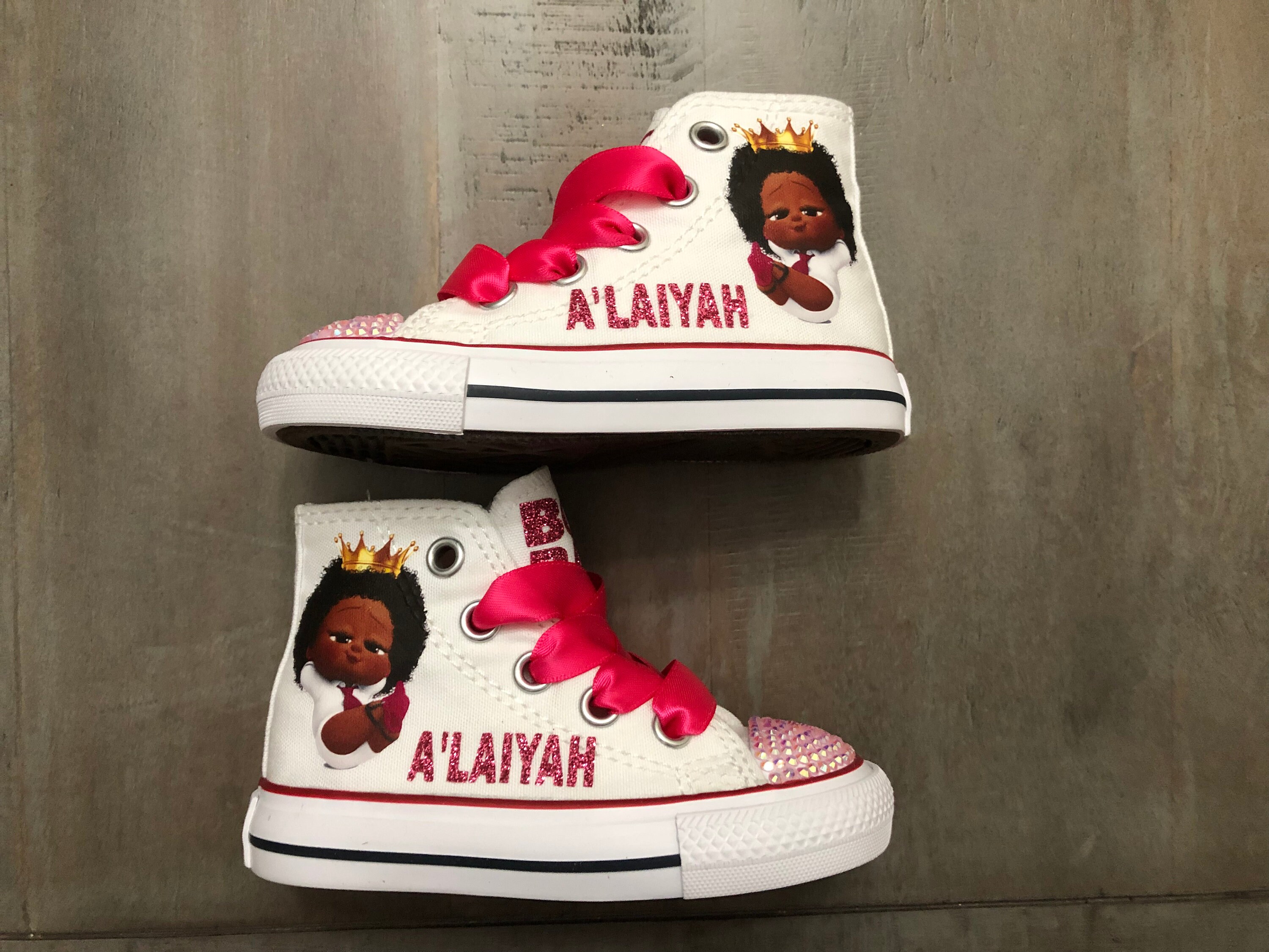 Boss Baby Afro Girl With Crown Converse Sneakers, Custom Converse All ...