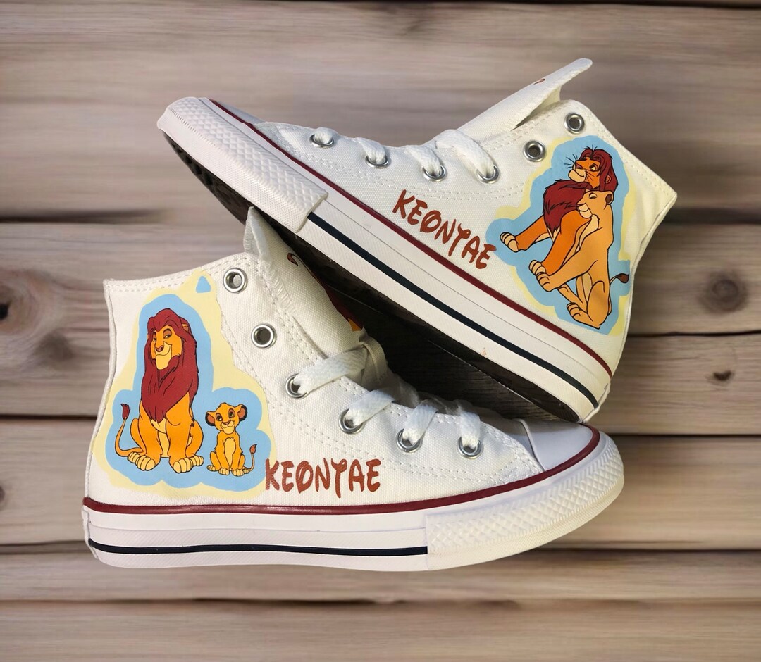 Lion King White High Top Converse, Lion King Converse, Lion King All ...