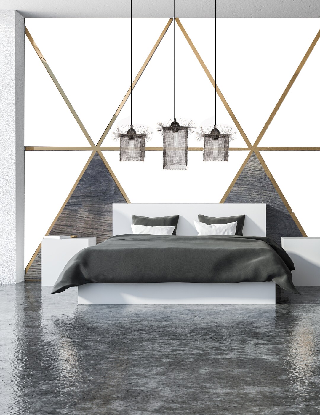 Metal Pendant Lights (3) Decorative Home Lighting Set, Steel Wire Mesh ...