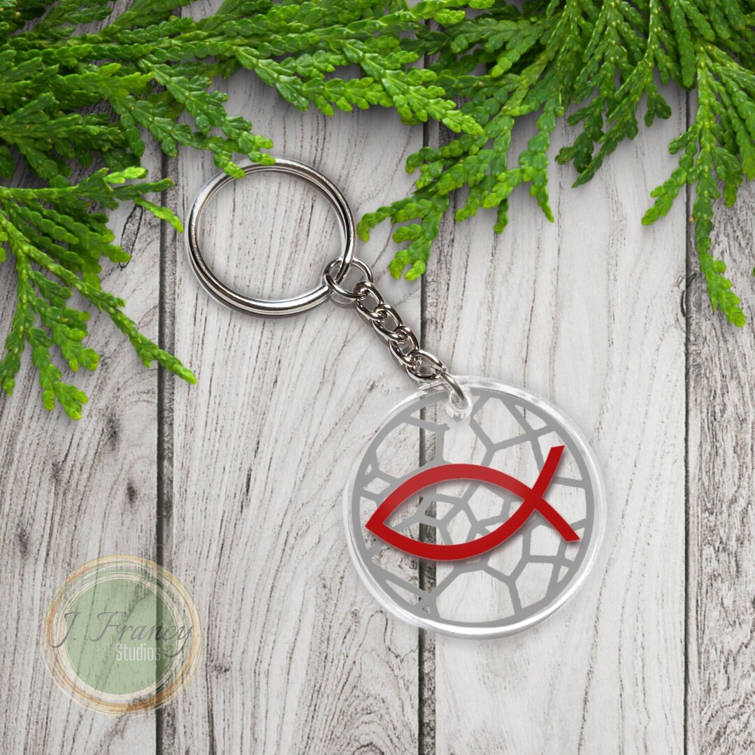 Design Your Own Ichthus Keychain Jesus Fish Customized Color Pattern ...