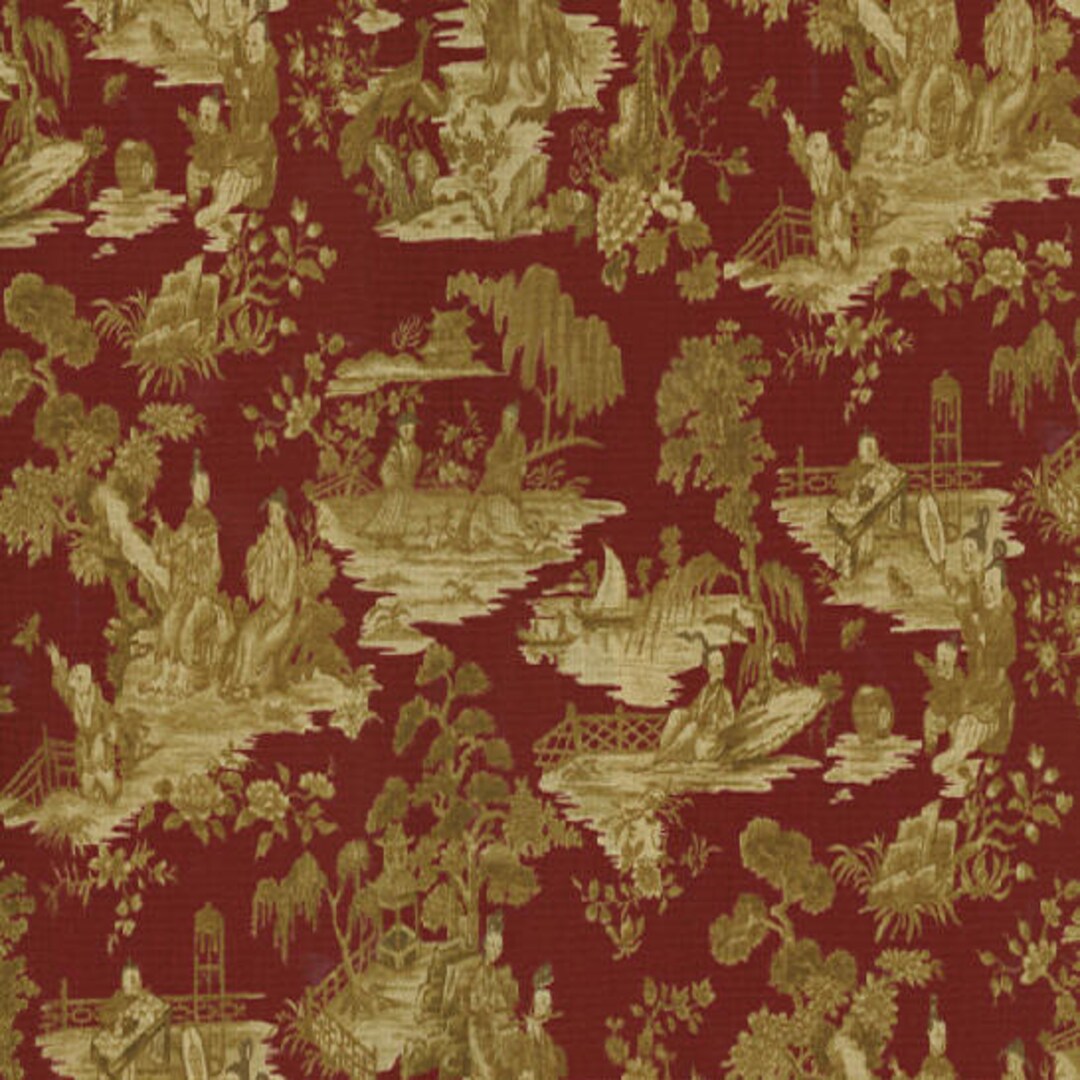 Waverly Canton Garden Color Merlot Toile Printed Decorative Fabric - Etsy
