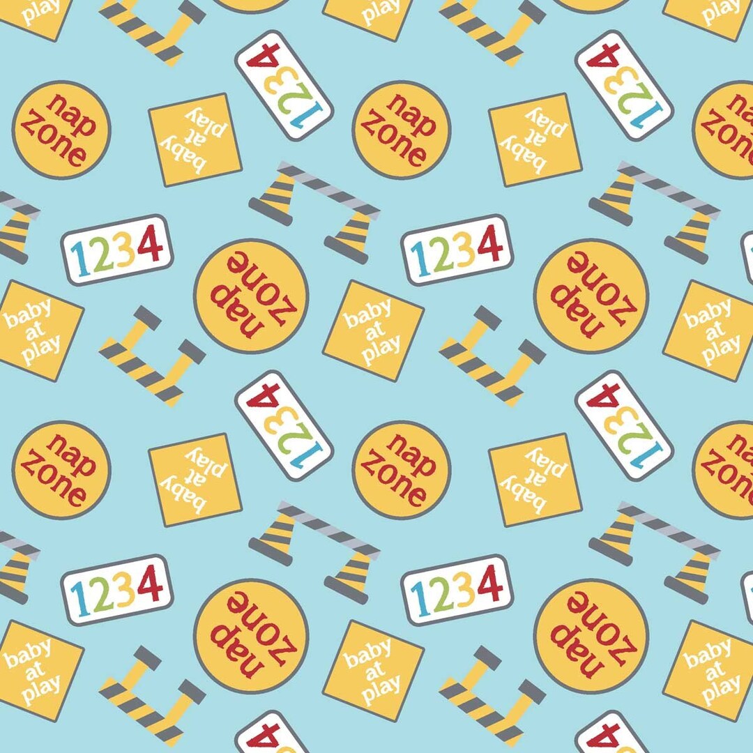 Construction Zone Sign 1234 Nap Zone Toss Fabric Quilting Crafting Home ...