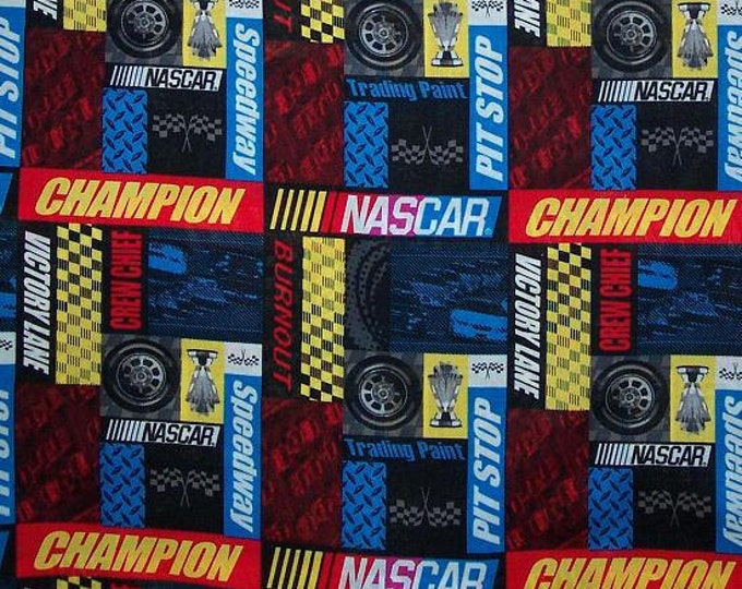 Nascar Champion Patch Logo & Words Fabric, Quilt or Craft Cotton Fabric ...