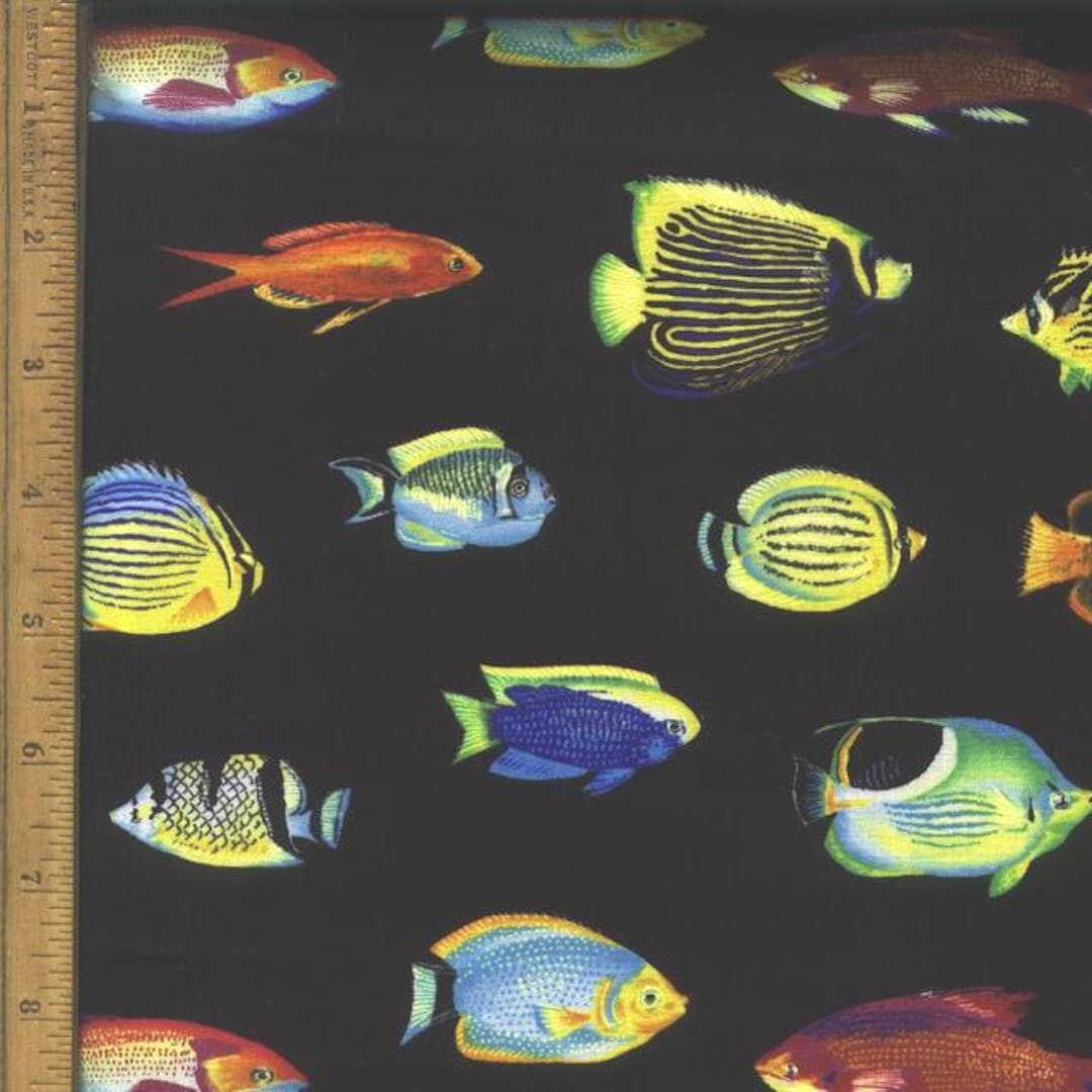 Ocean View With Fish, Quilt or Craft Fabric, Fabric - Etsy