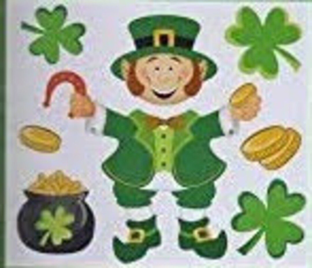 St Patrick Leprechaun, Pot O' Gold, Horseshoe Refrigerator Magnets ...