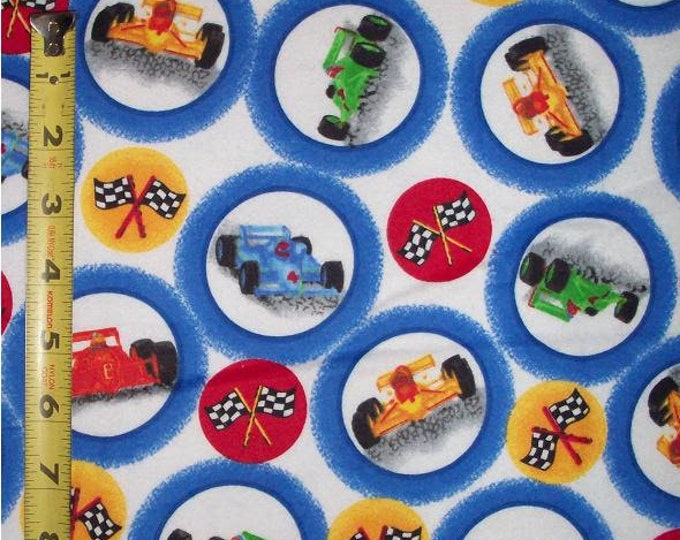 NASCAR Race Car and Flag Cotton Flannel Fabric, Quilt or Craft Fabric ...