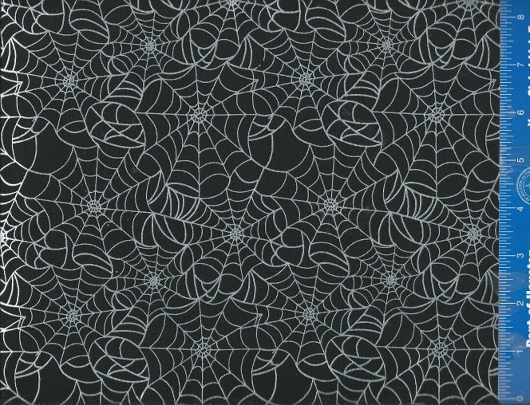 Halloween Metallic Spiderweb Spider Web black, Fabric Quilting Crafting ...