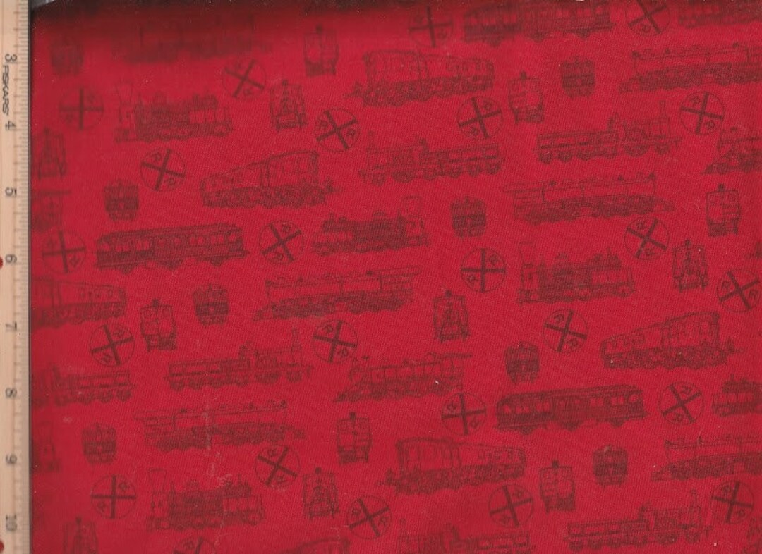 Train Railroad Sign Fabric Quilt Craft Cotton - Etsy