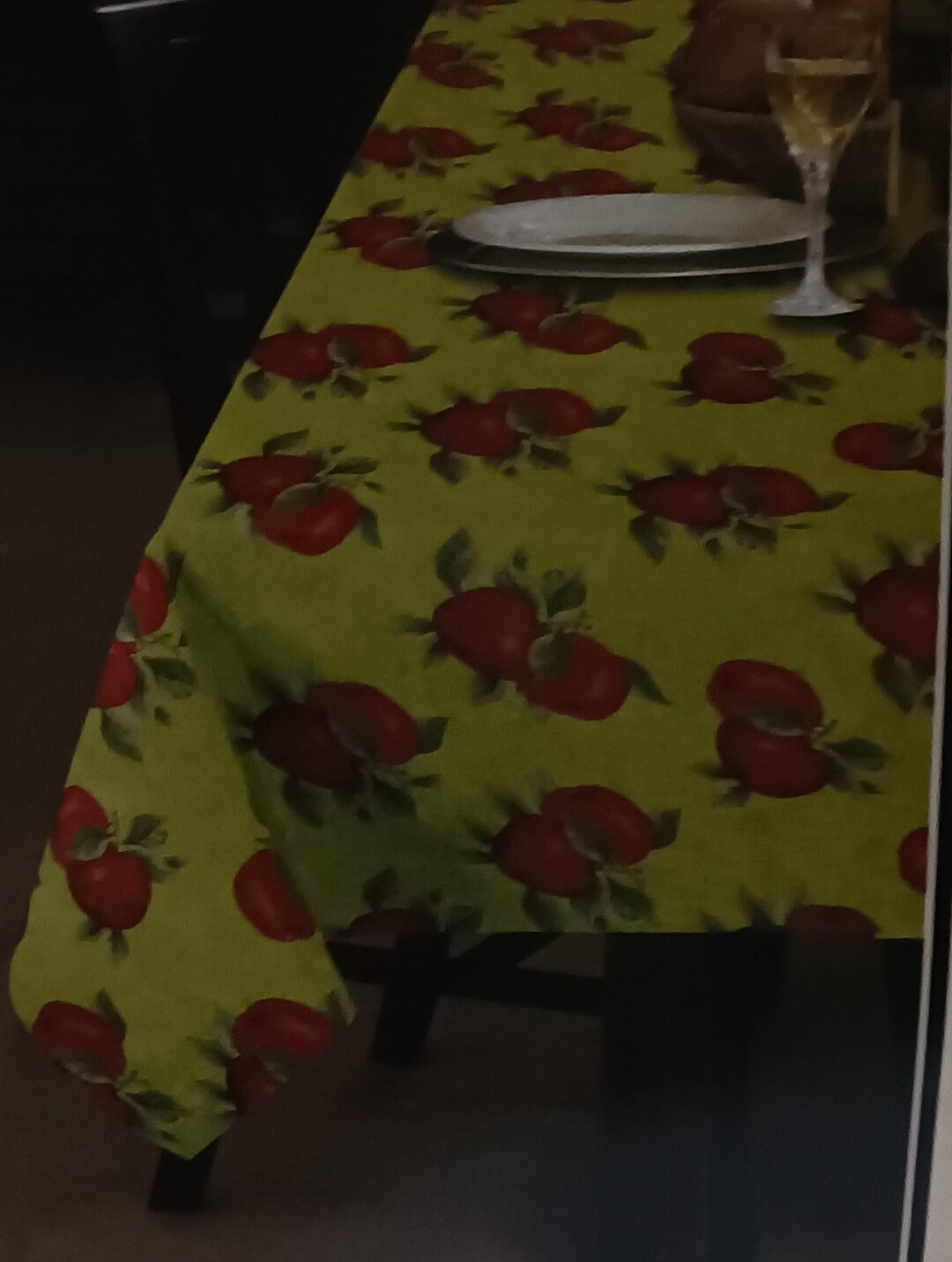 Apples (sage Green Background) Fabric Tablecloth - Etsy