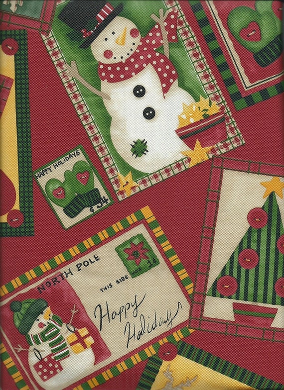Winter Holiday Postcards Vinyl Tablecloth With Flannel Back - Etsy