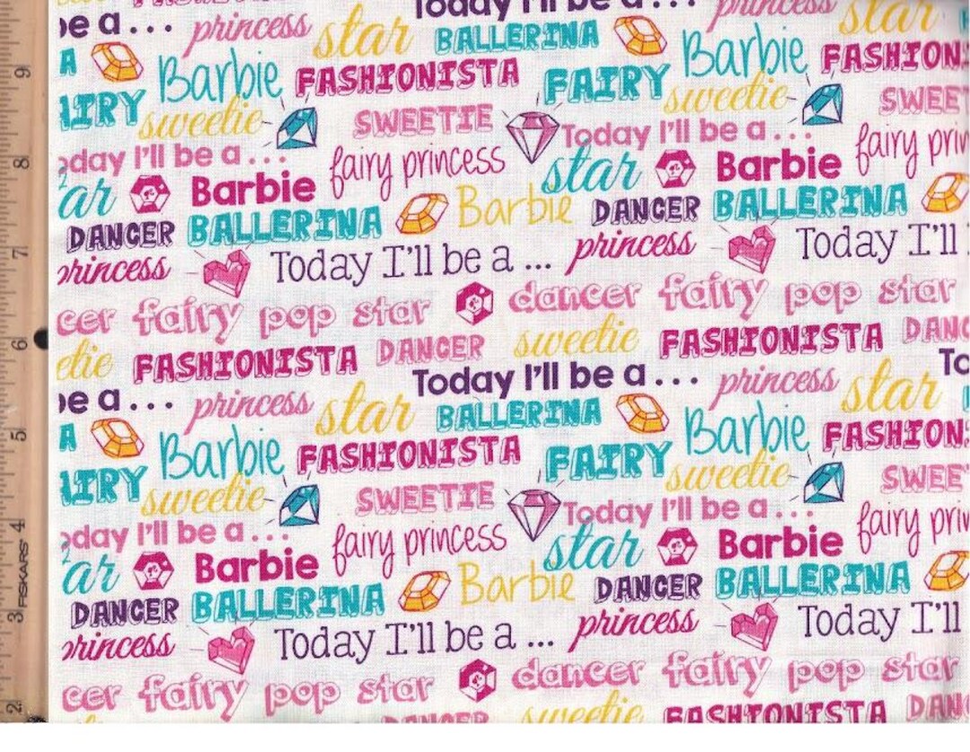 Barbie Words Cotton Fabric Quilting Crafting Home Decor - Etsy
