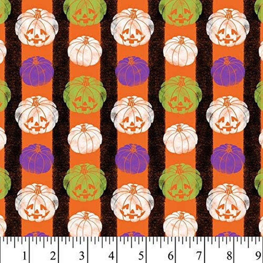 Halloween Pumpkin Stripes, Quilt or Craft Fabric, Fabric - Etsy
